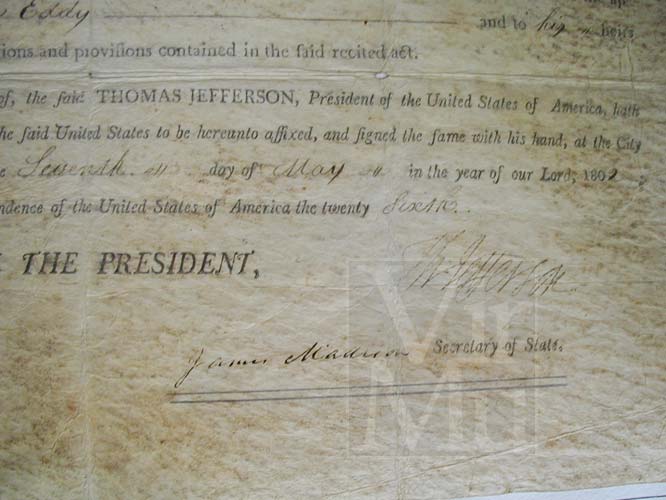 VirMu Online Exhibit of U.S. Presidential Signatures - James Madison